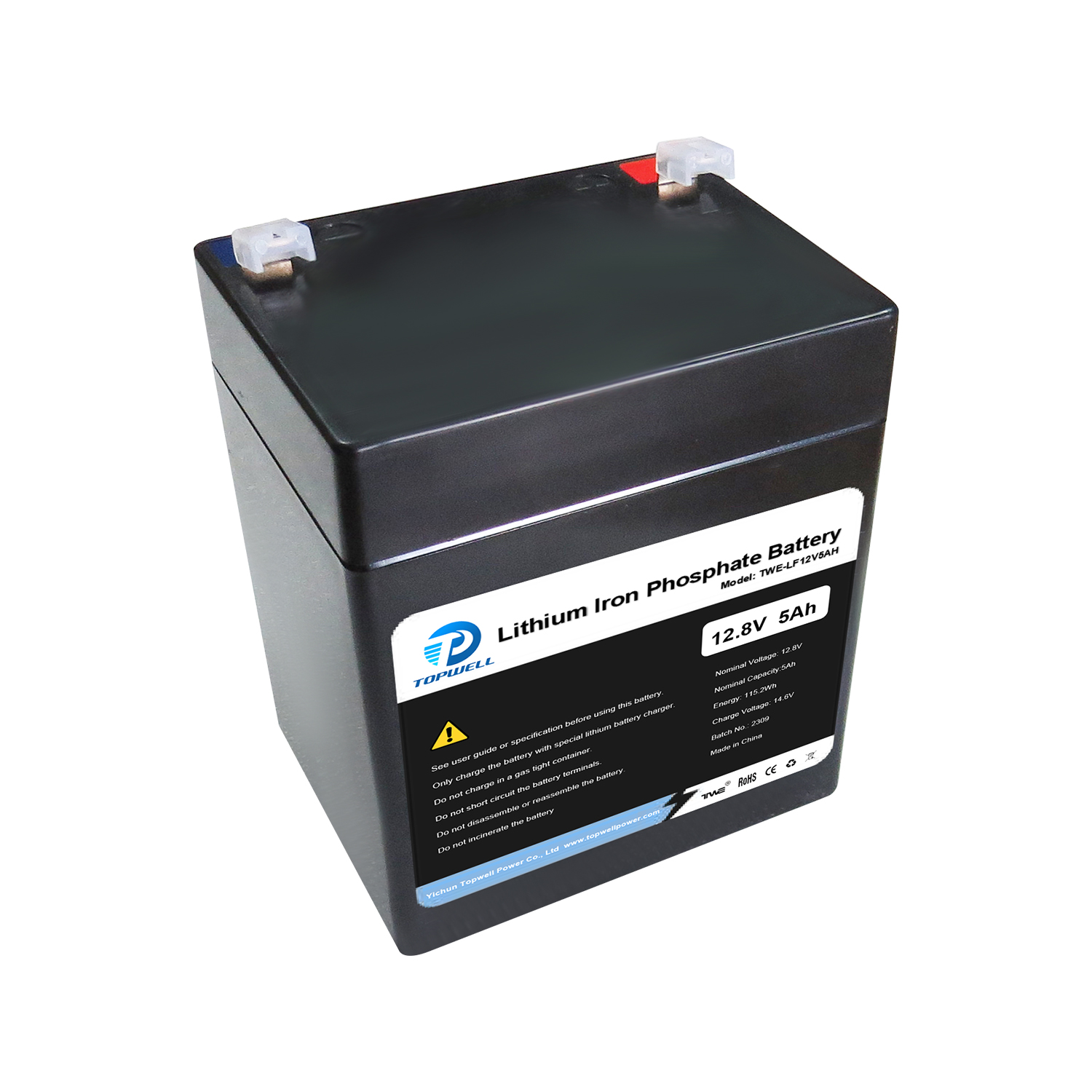 12.8V 5Ah LiFePO4 Battery Pack